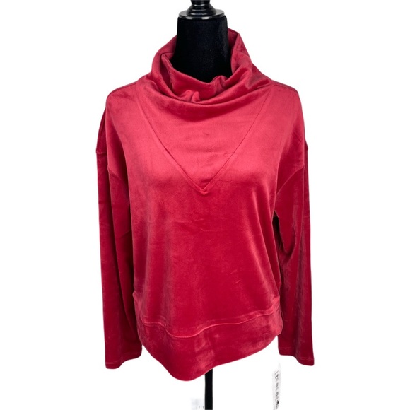 RBX | Sweaters | Nwt Rbx Red Velvet Velour Long Sleeve Mock Neck Active ...